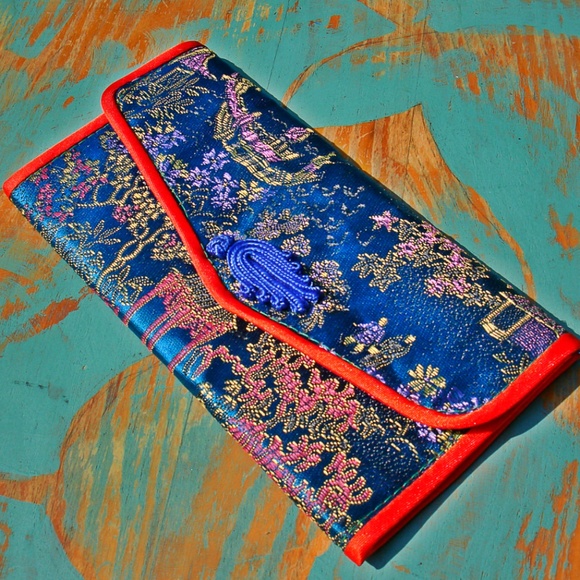 Vintage | Bags | Vintage Silk Wallet Japan Gift Teal | Poshmark